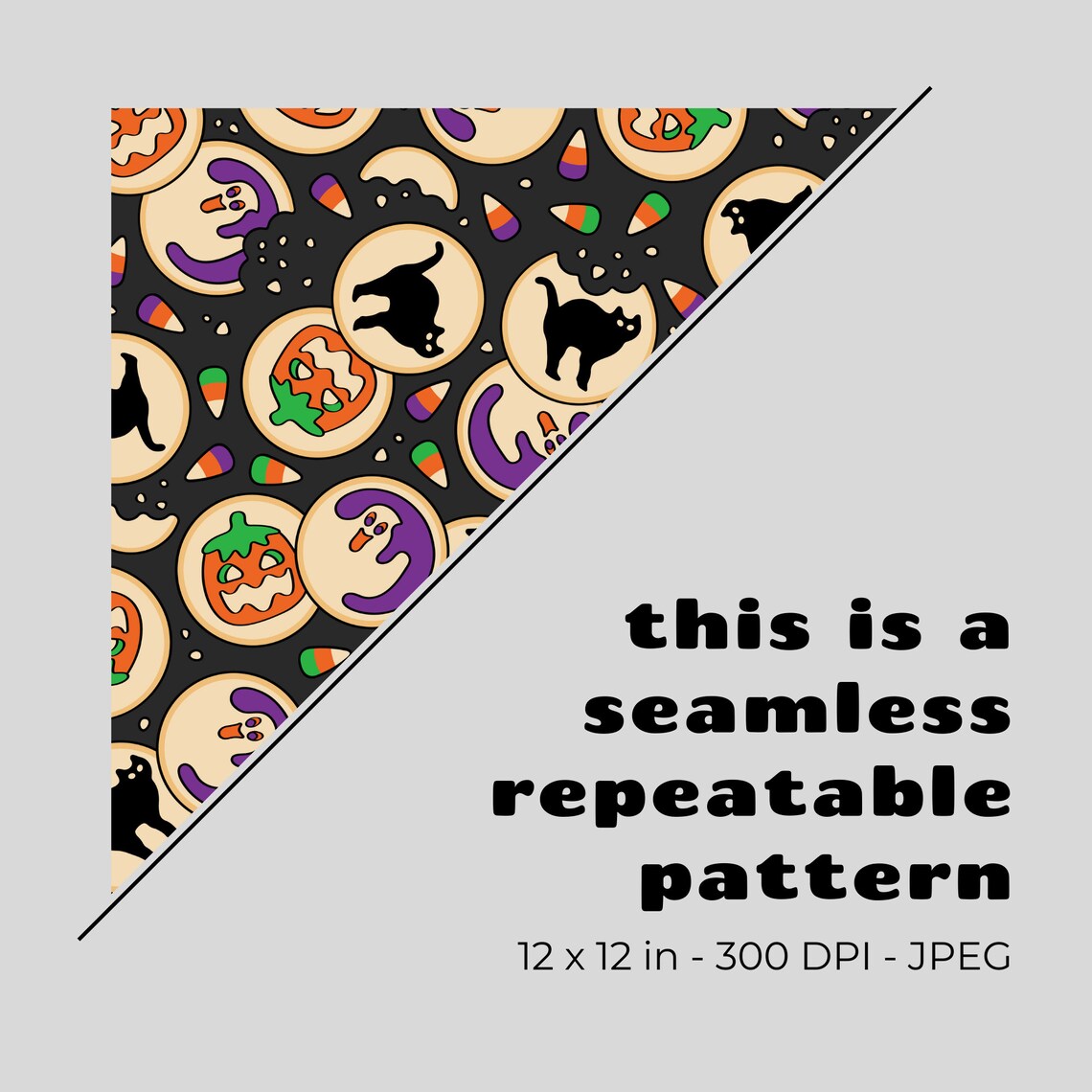 Spooky Sugar Cookie Repeat Pattern, Halloween Cookie Seamless File ...