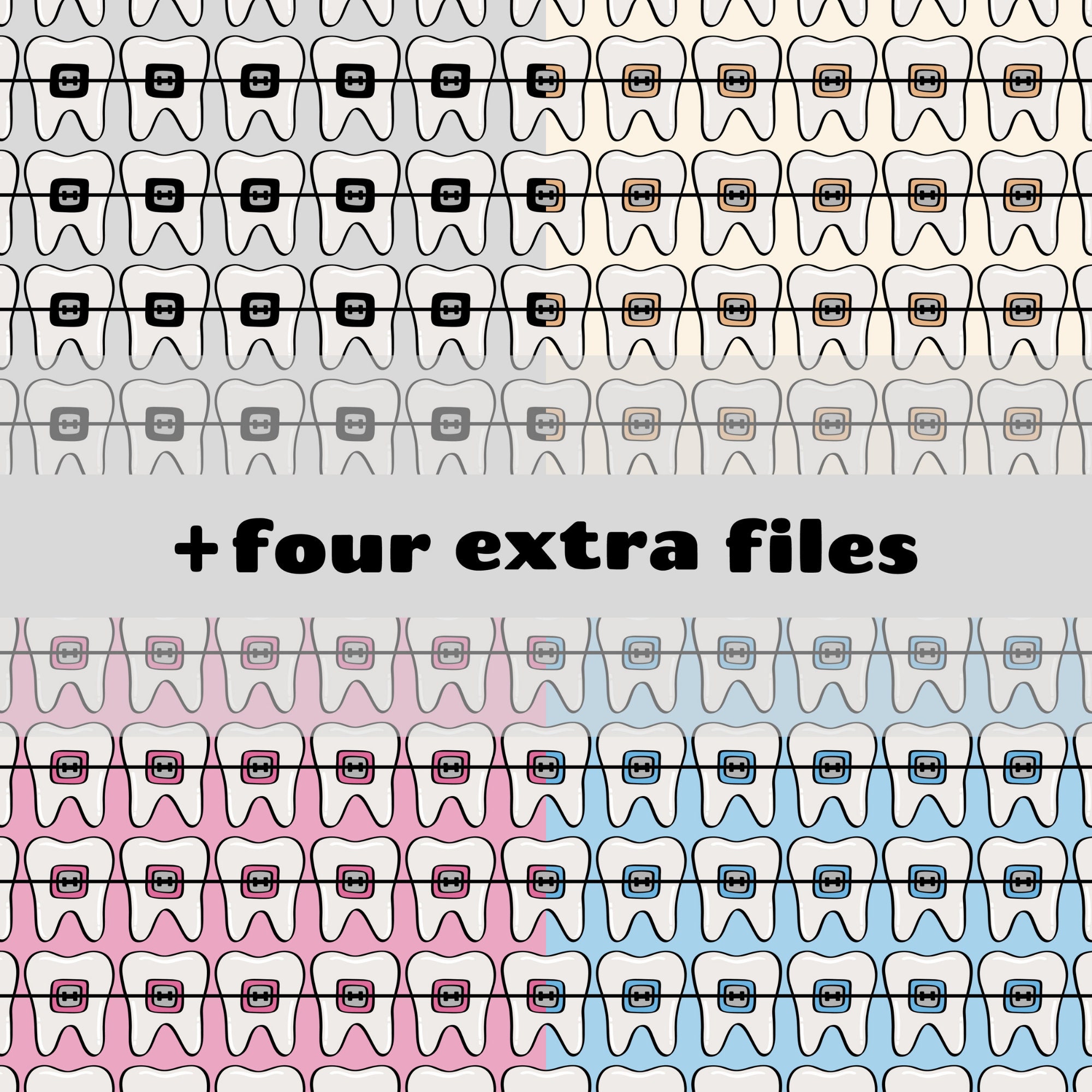 Braces Seamless Pattern, Cute Dentist Repeat Pattern, Dentist Seamless ...
