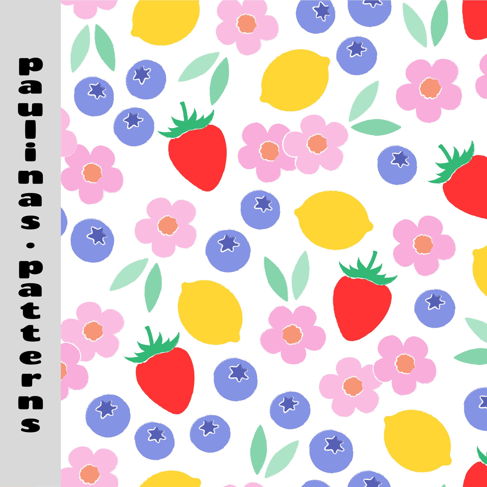 Sweet Fruit Seamless Pattern, Floral Fruit Surface Pattern, Fruit ...
