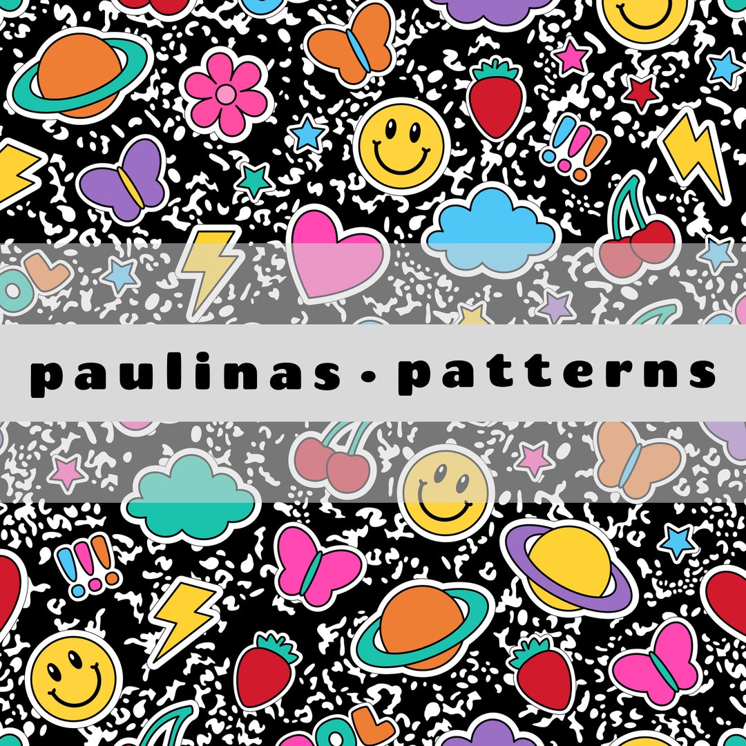 Composition Notebook Sticker Pattern: Retro School Seamless File ...