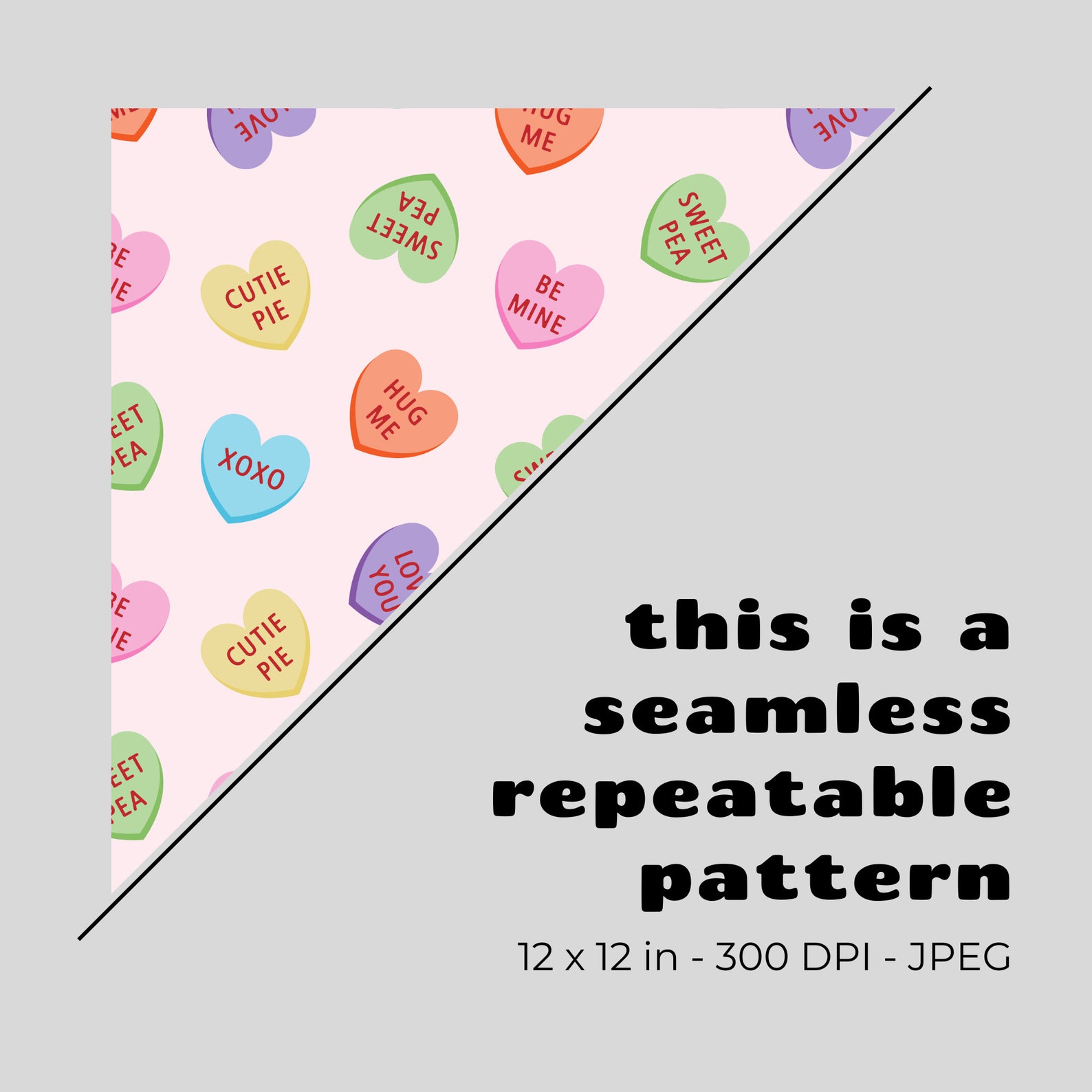 Conversation Hearts Seamless Pattern: Valentine's Day Repeat Design ...