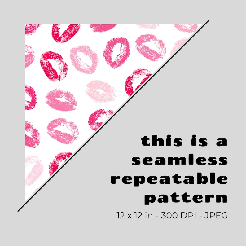 Lipstick Kiss Seamless Pattern, Lipstick Kiss Repeat Pattern, Kisses ...