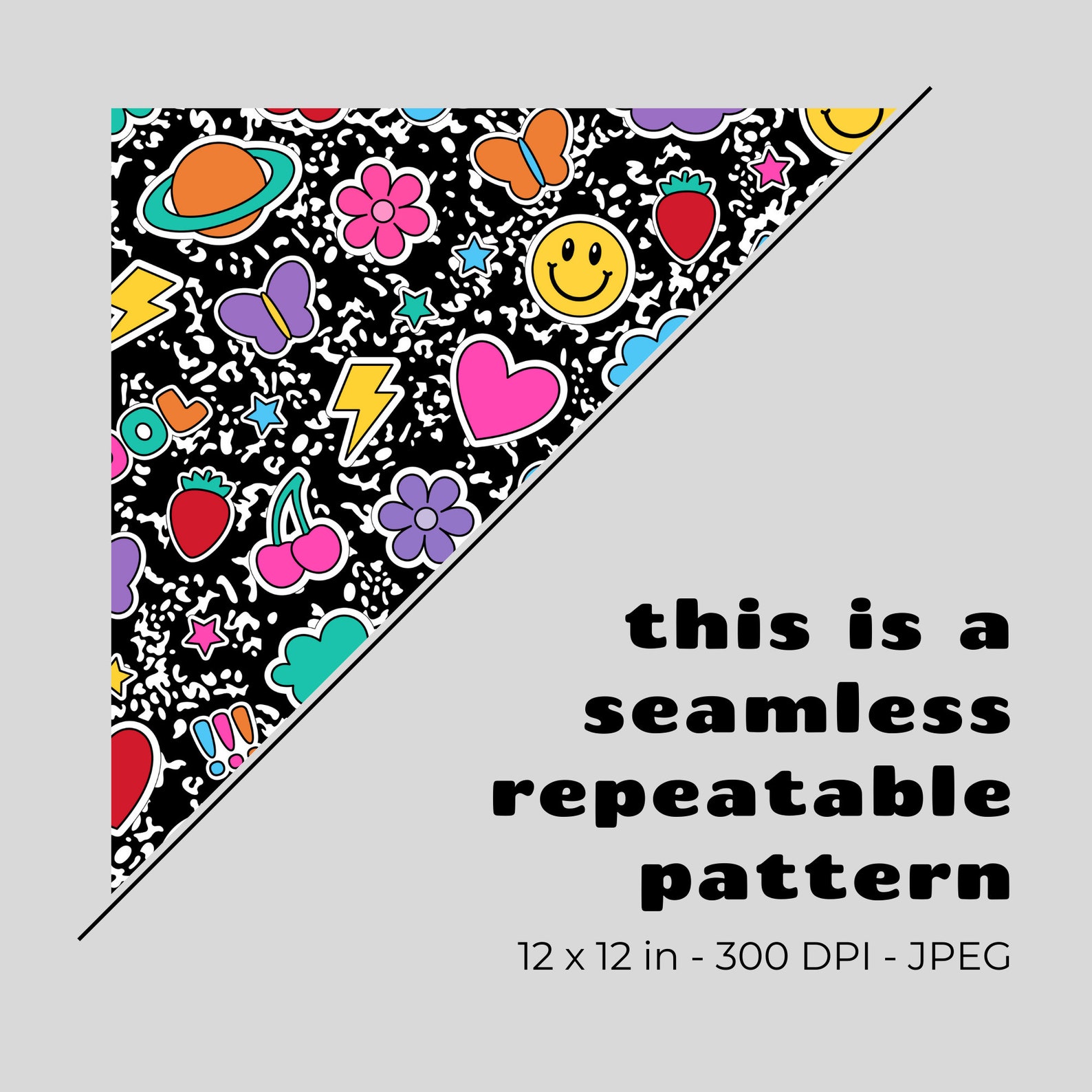 Composition Notebook Sticker Pattern: Retro School Seamless File ...