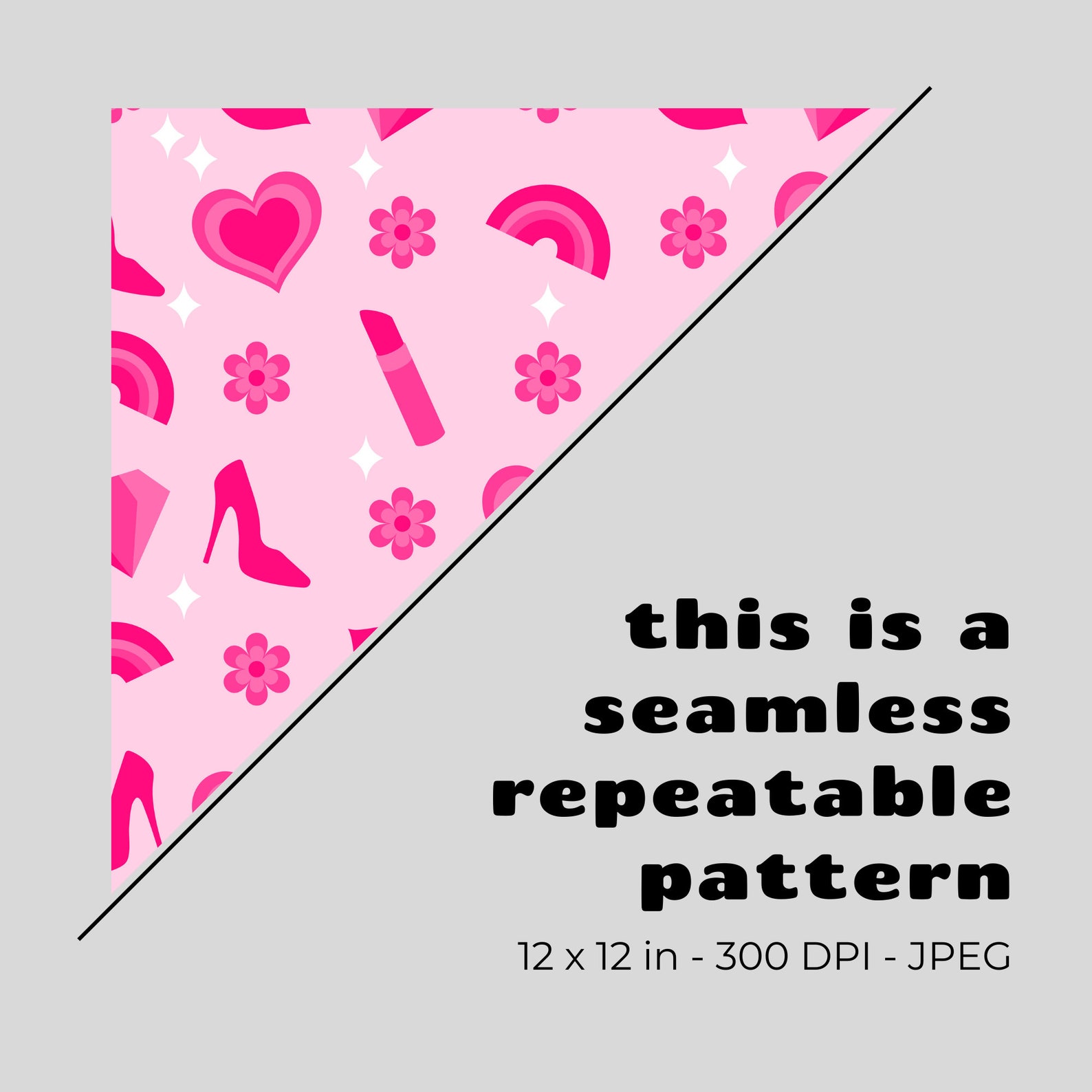 Y2K Hot Pink Seamless File, 2000's Girl Fabric Seamless File, Pink ...