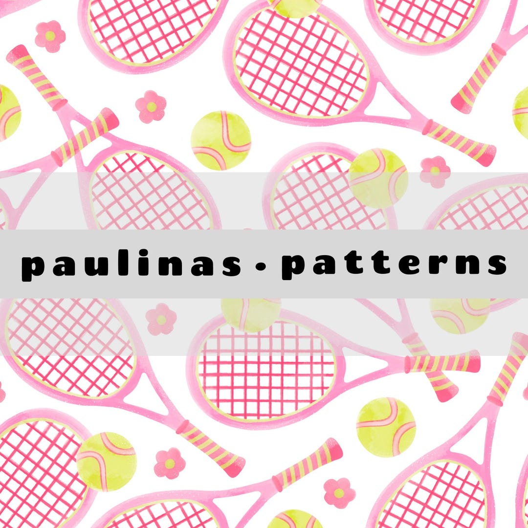Watercolor Tennis Seamless Pattern: Rackets & Flowers (digital Download ...