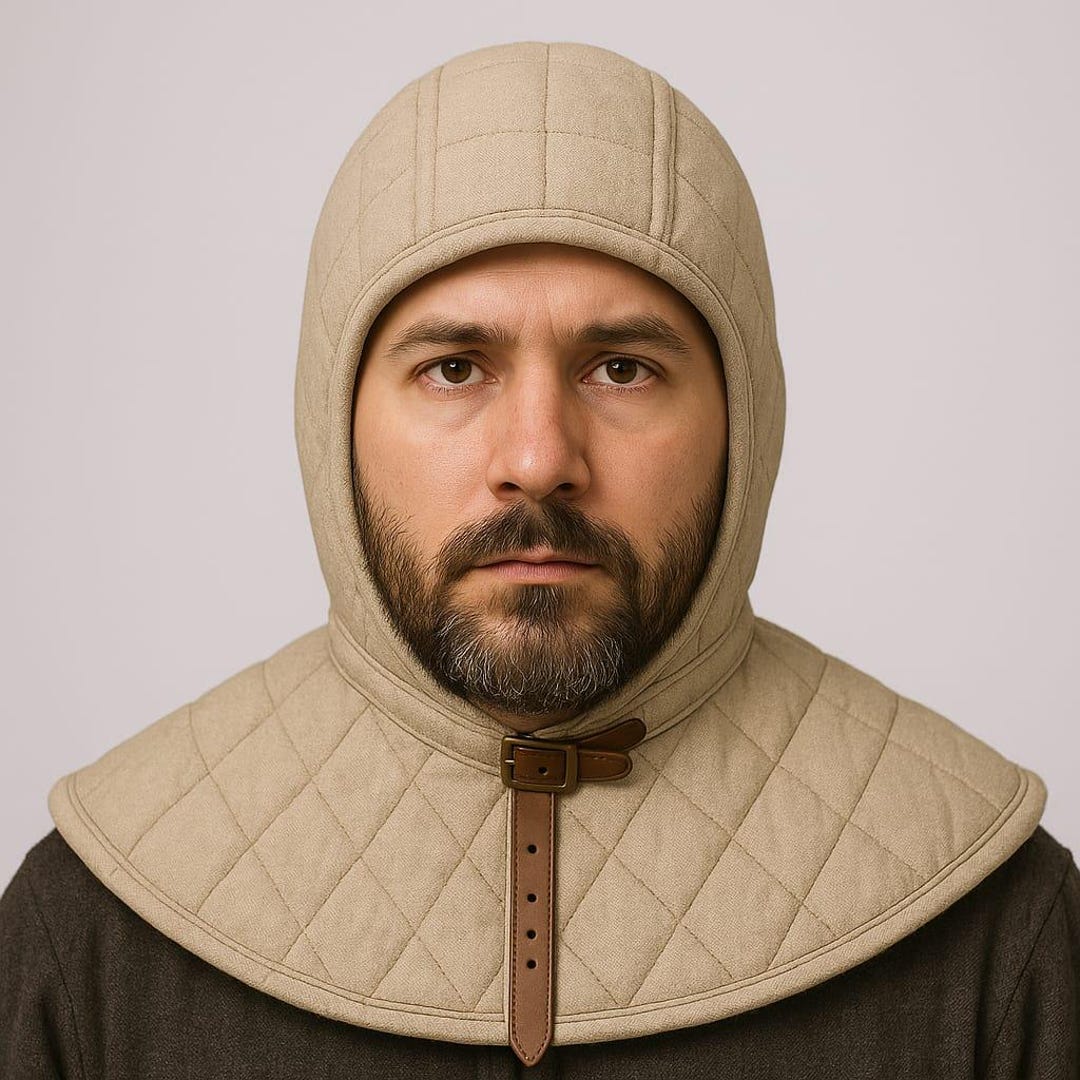 Medieval Padded Cotton Hood: SCA LARP White Coif - Etsy
