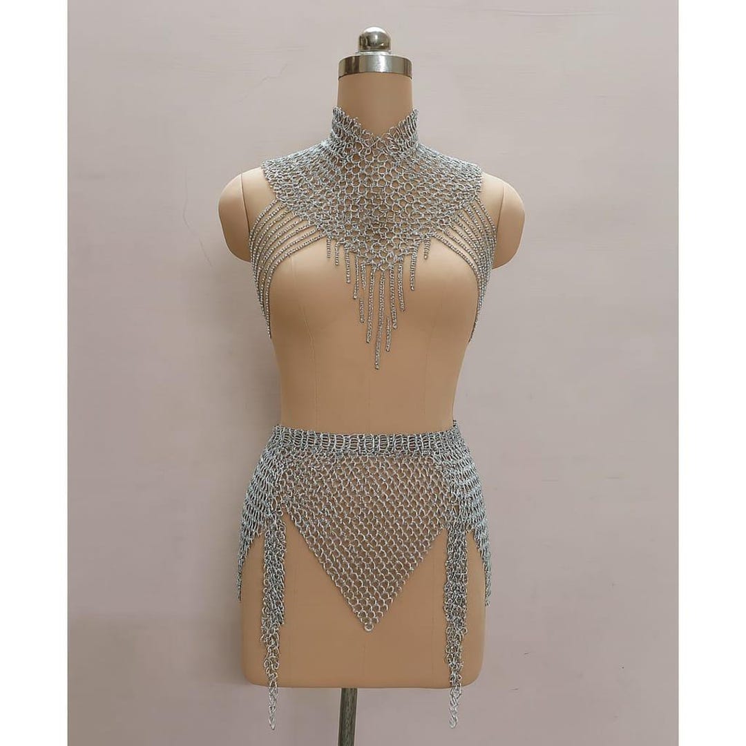 Anodized Aluminum Chainmail Top & Skirt Set: Handmade Medieval Armor ...