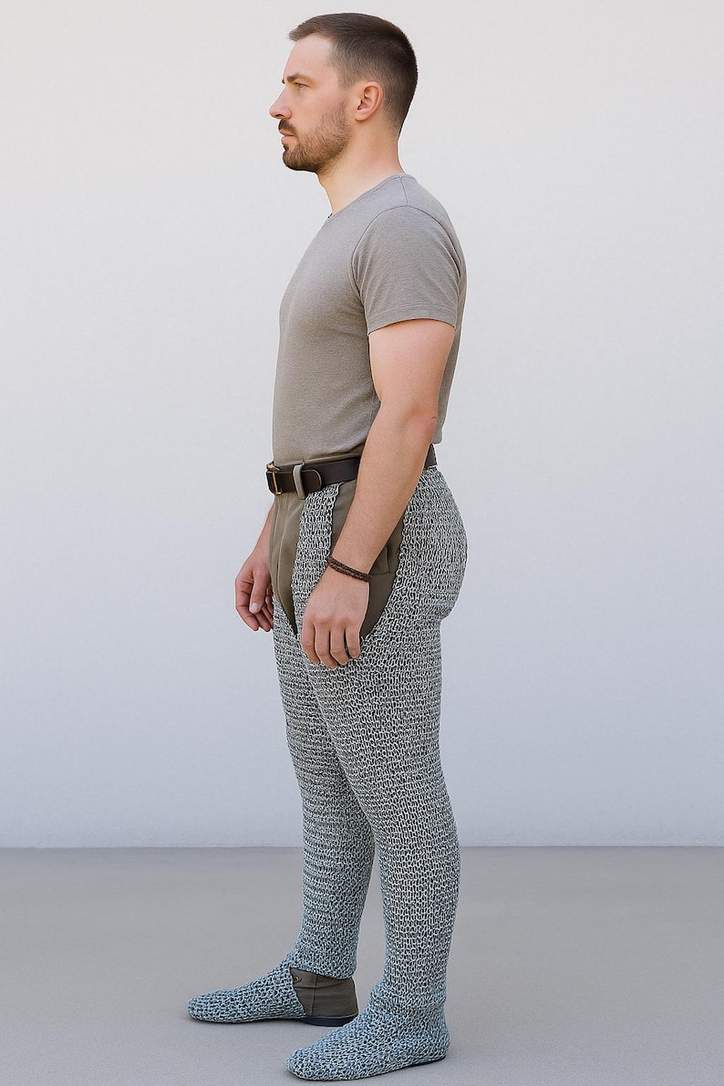 Aluminum Chainmail Leggings With Feet | Knight Chausses, Viking Armor ...