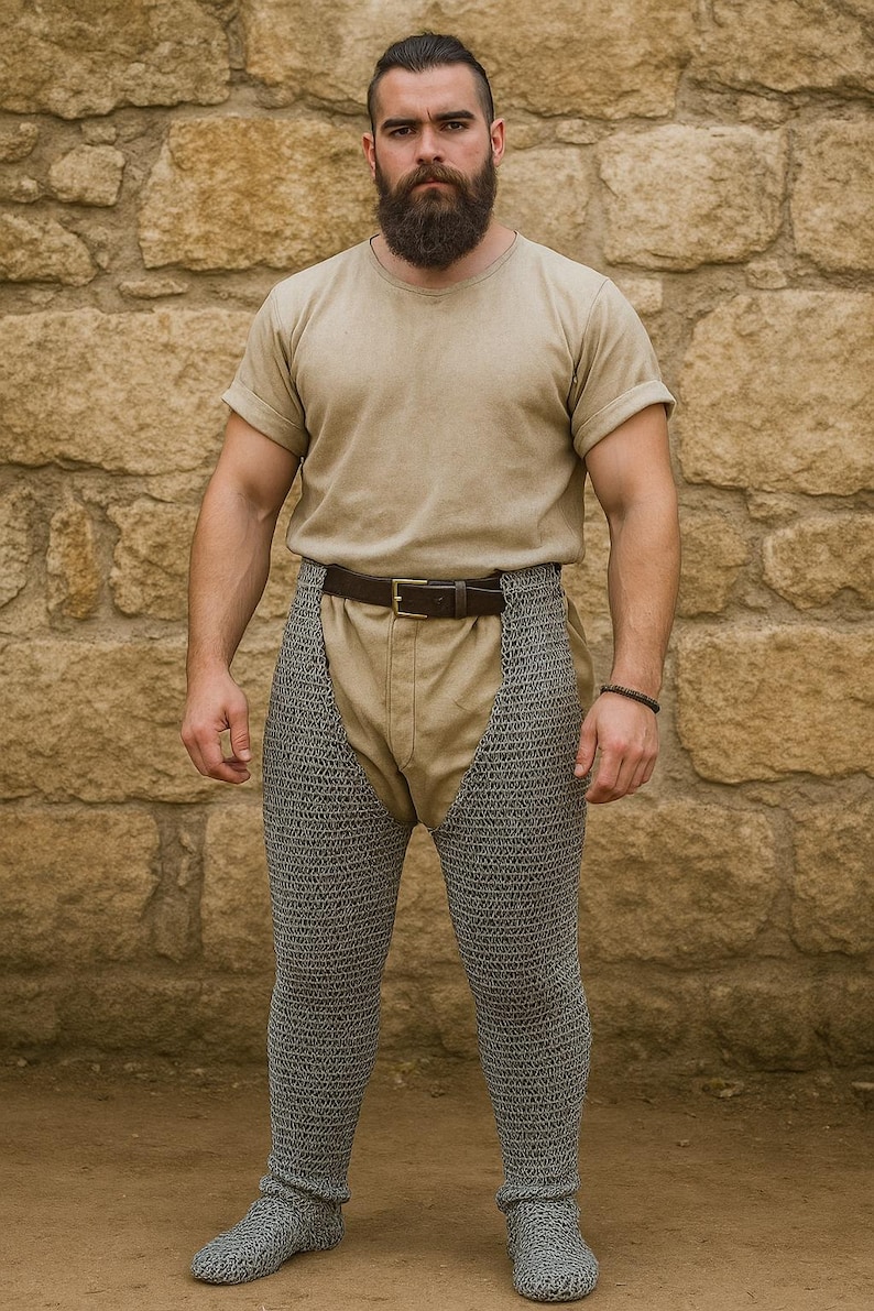 Aluminum Chainmail Leggings With Feet | Knight Chausses, Viking Armor ...