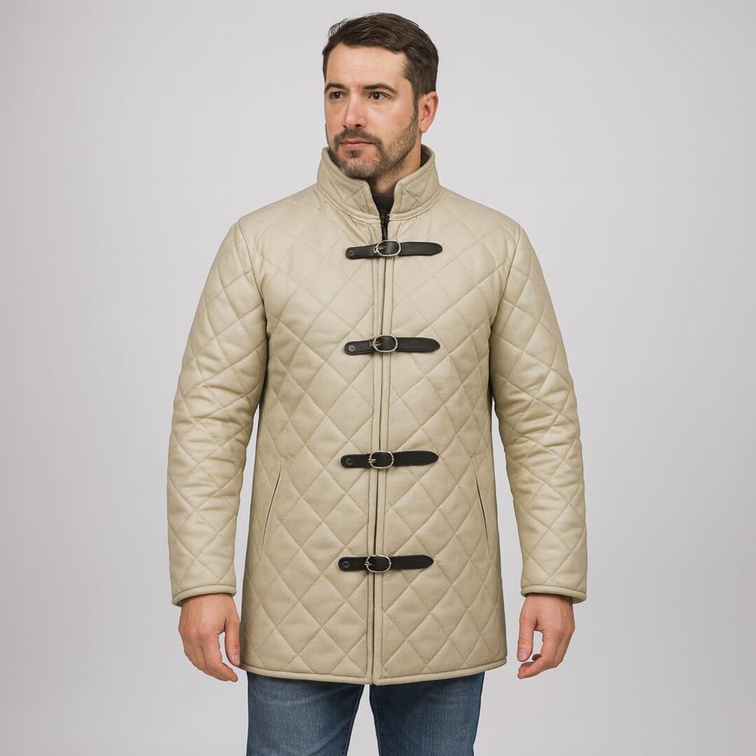 Gambeson Medieval White Batting Button Costume Padded Full Sleeves ...