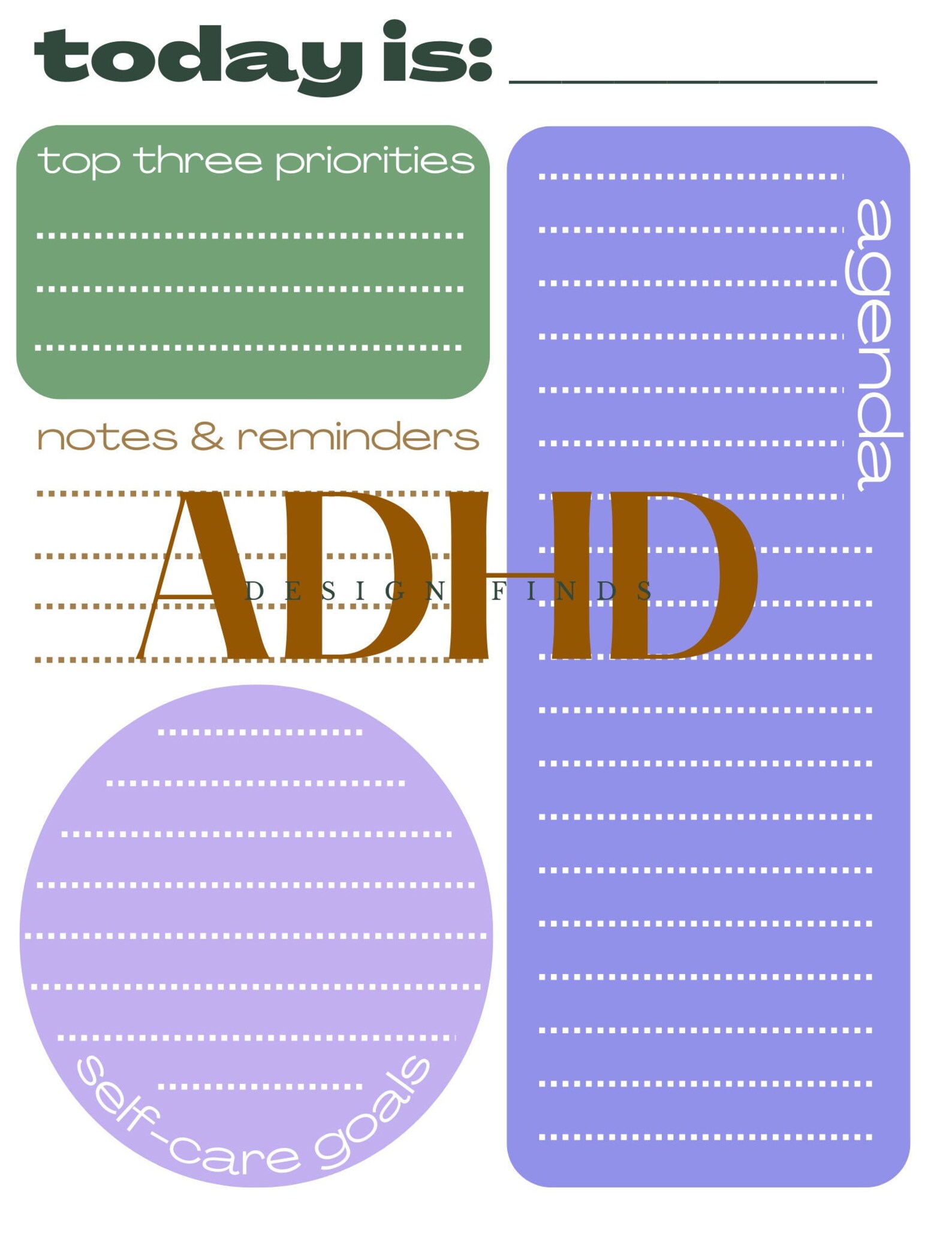 Adhd-friendly Printable Daily Planner 8.5x11 - Etsy