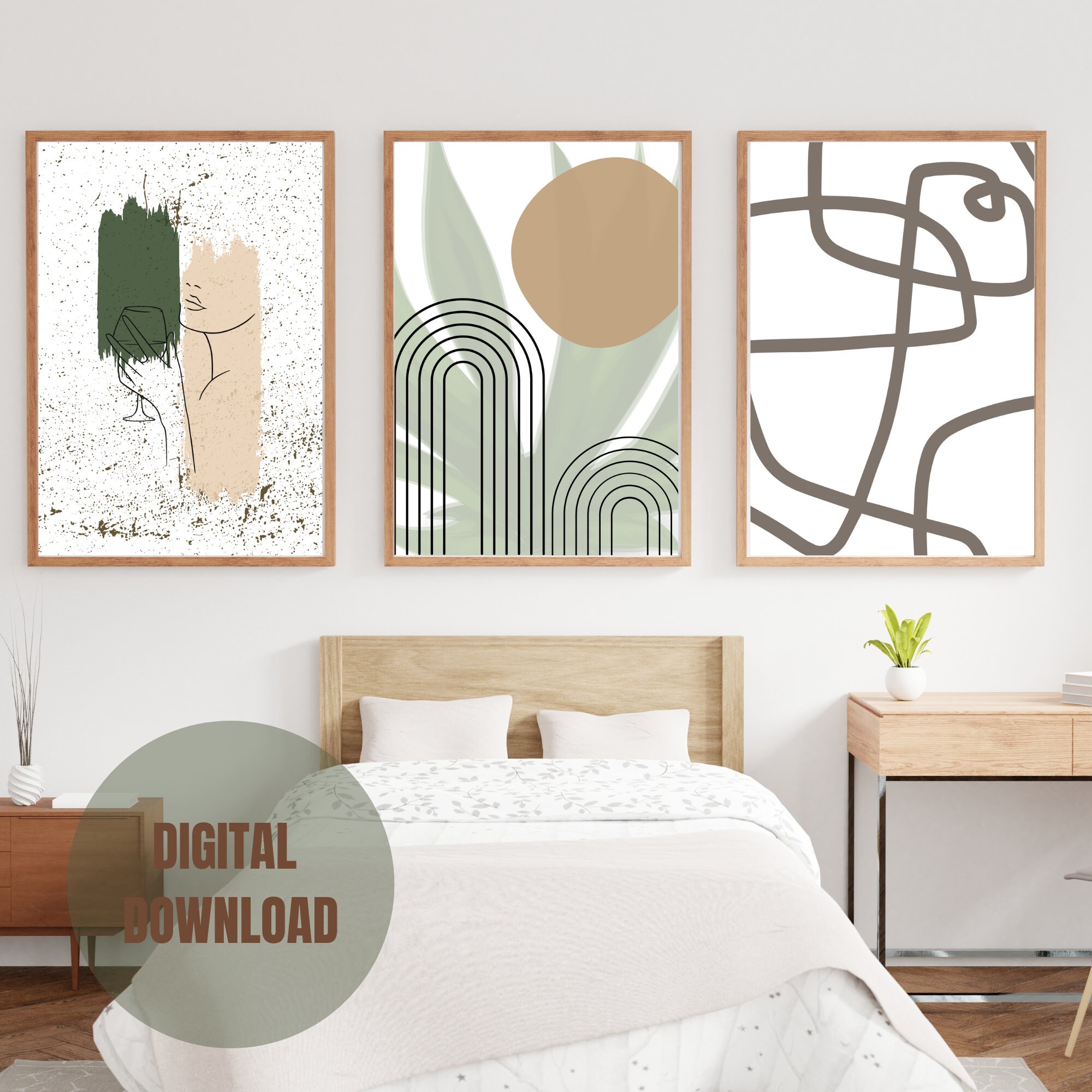 LIGHTHOUSE DESIGN Boho Abstract Wall Art Set of 3 Line - Etsy