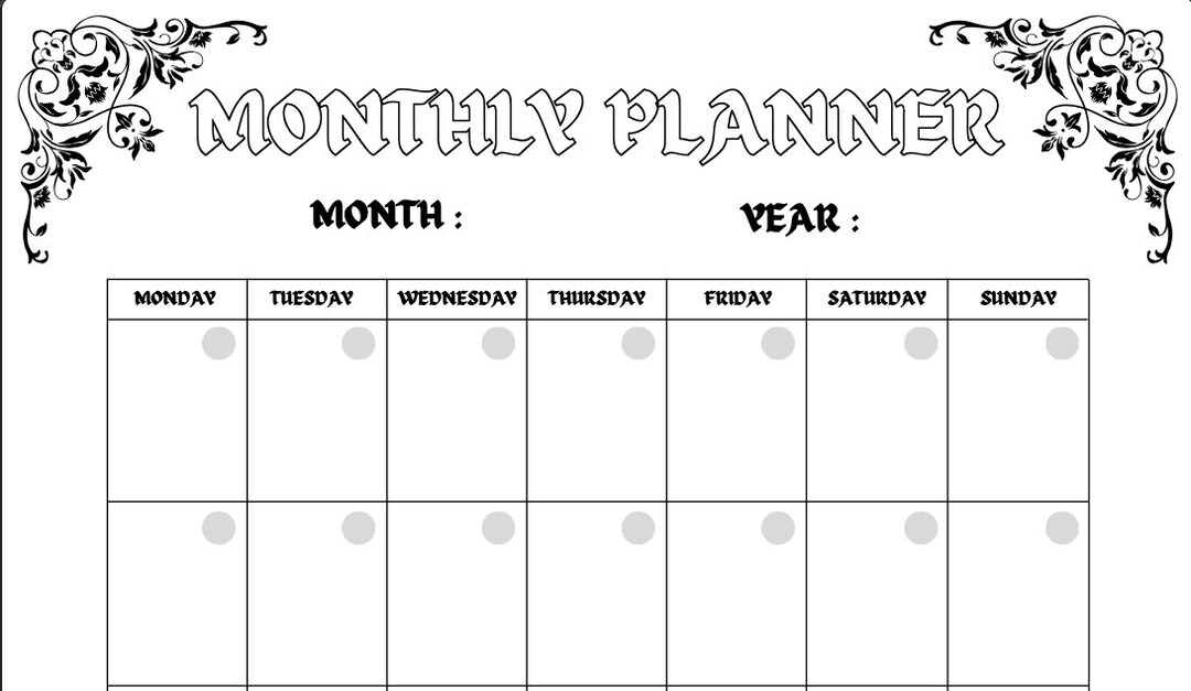 Gothic Aesthetic Printable Digital Monthly Planner - Etsy