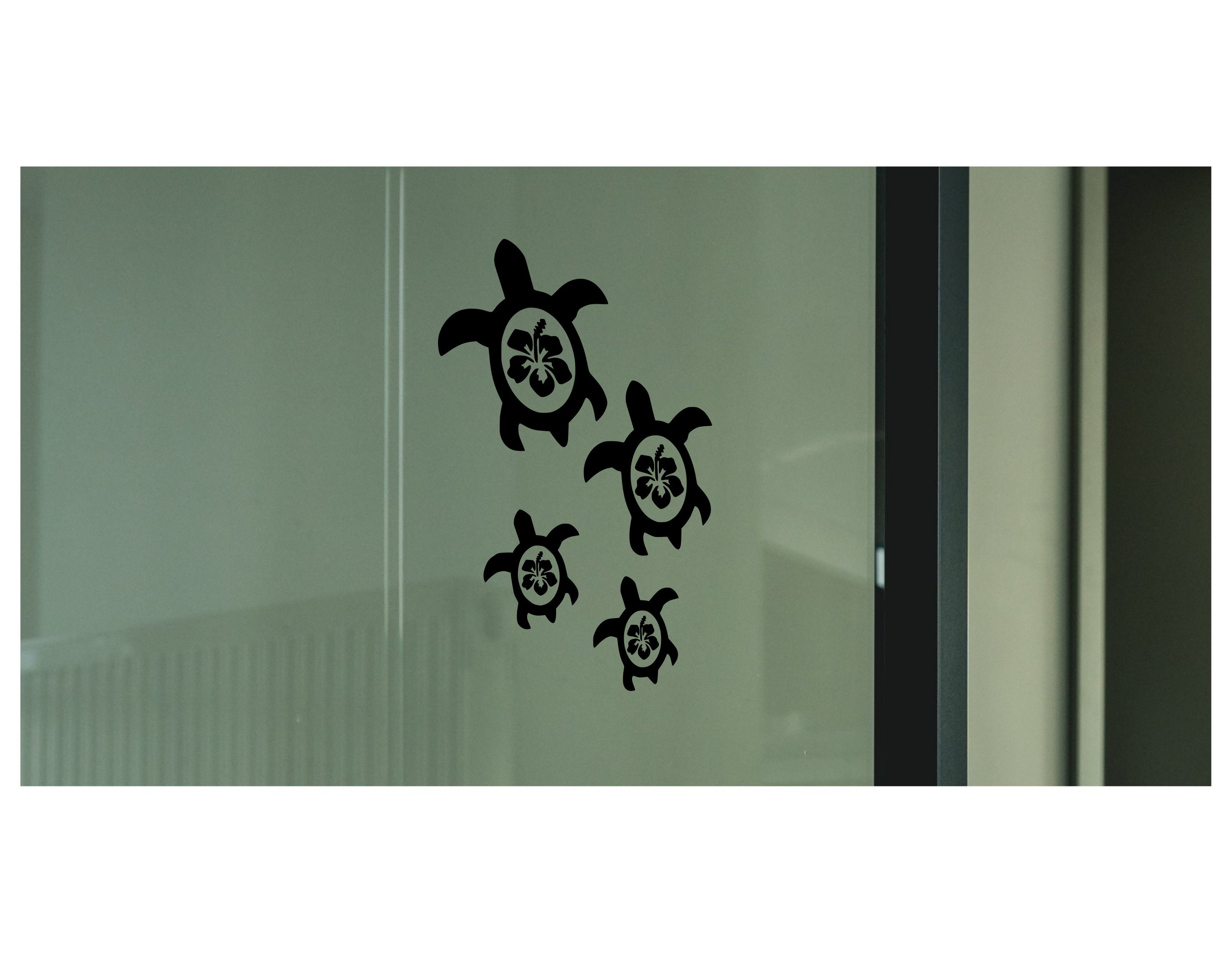 Hibiscus Sea Turtle Family of Four Decal Sticker - 7.5 X 6.5 Inch ...