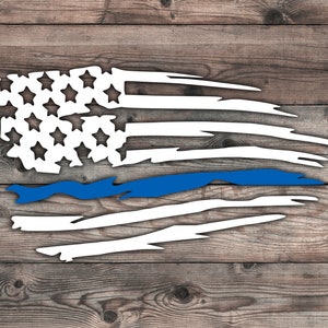 Thin Blue Line American Flag Decal Vinyl Sticker Graphics - 7.5 X 4.3 ...