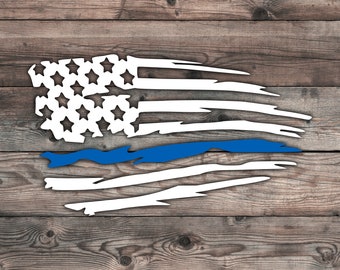 Thin Blue Line American Flag Decal Vinyl Graphic - Etsy