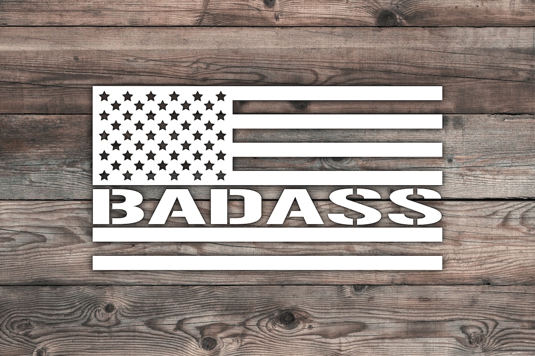 Badass American Flag Sticker Decal - 7.5 X 4 Inch | USA Flag Car ...