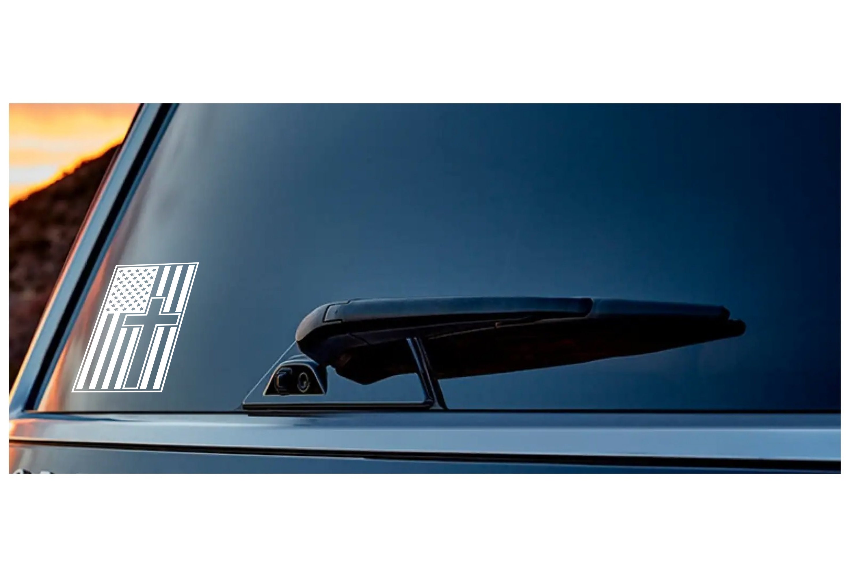 American Flag Cross Sticker - 7.5 X 4 in USA Flag Sticker for Fallen ...