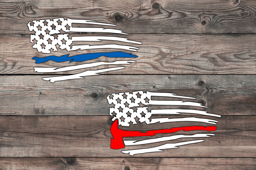Thin Red Line & Thin Blue Line Decal 2 Pack - 7.5 X 4.3 | Firefighter ...