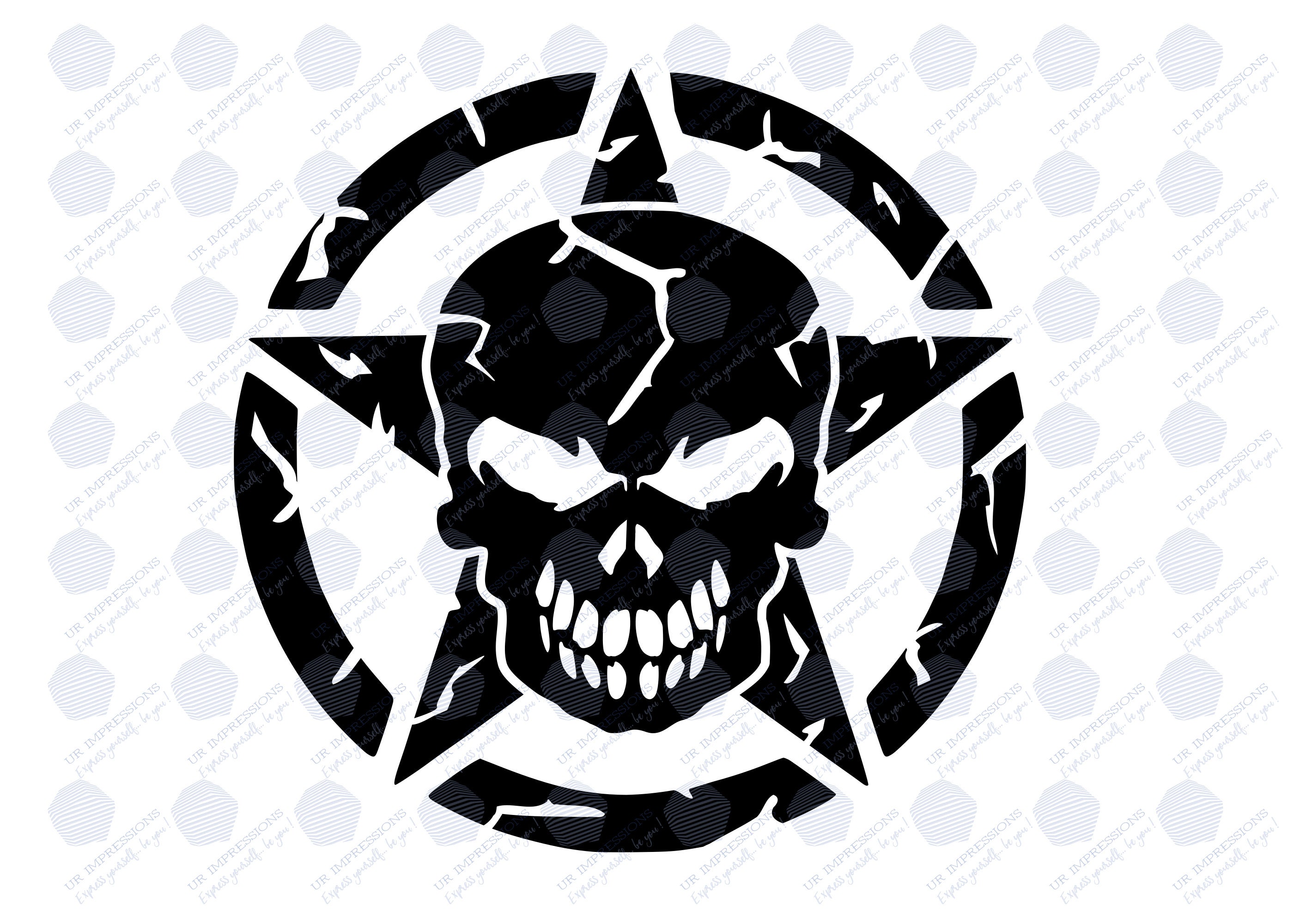 Distressed Oscar Mike Star Scourge Skull Decal Vinyl Sticker Graphics ...