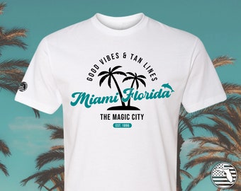 Miami Beach Florida Vintage Style Bella Canvas T-shirt, Miami Beach ...