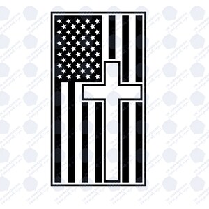 American Flag Cross Sticker - 7.5 X 4 in USA Flag Sticker for Fallen ...