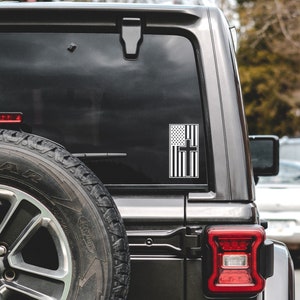 American Flag Cross Sticker - 7.5 X 4 in USA Flag Sticker for Fallen ...