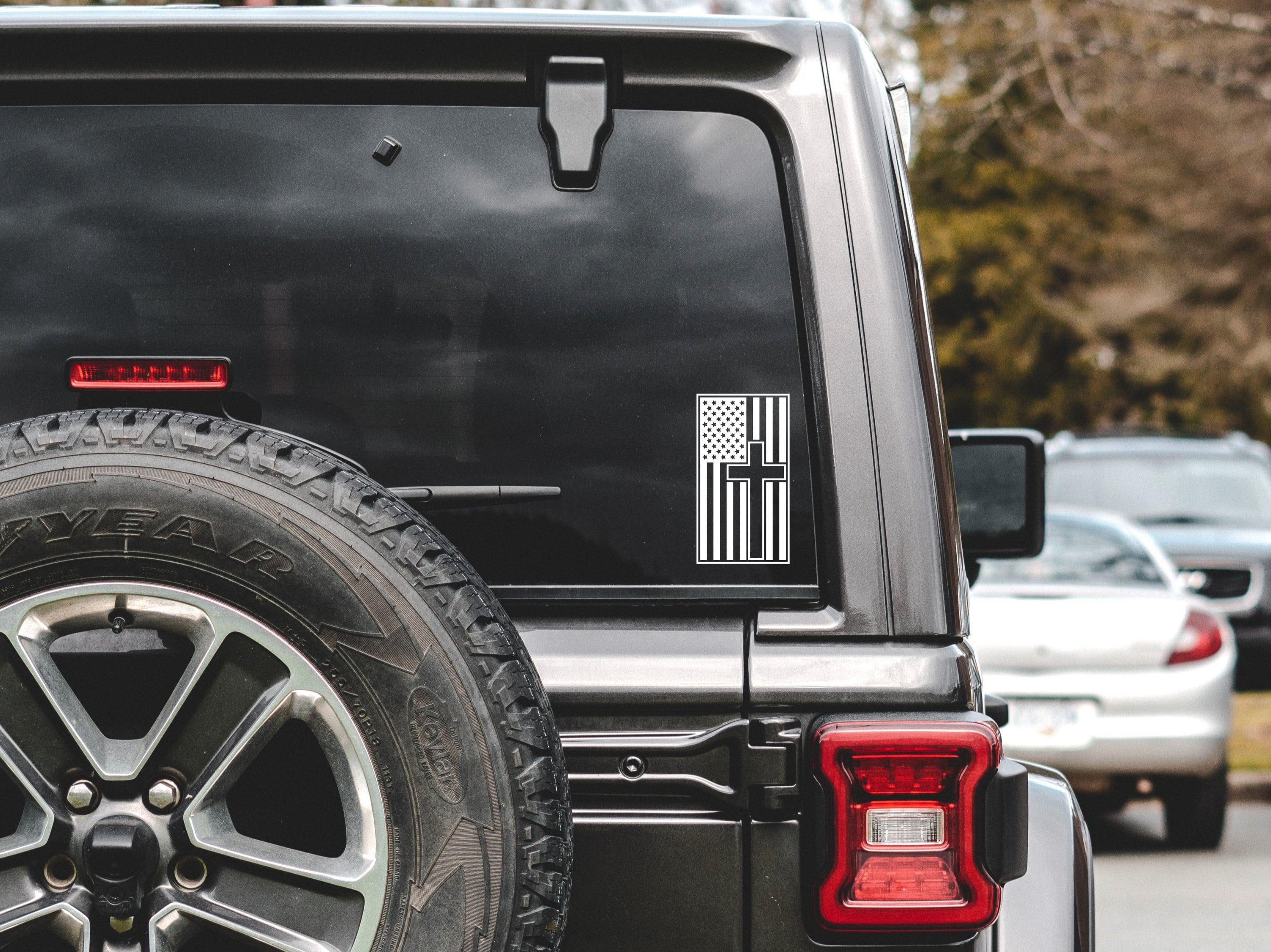 American Flag Cross Sticker - 7.5 X 4 in USA Flag Sticker for Fallen ...