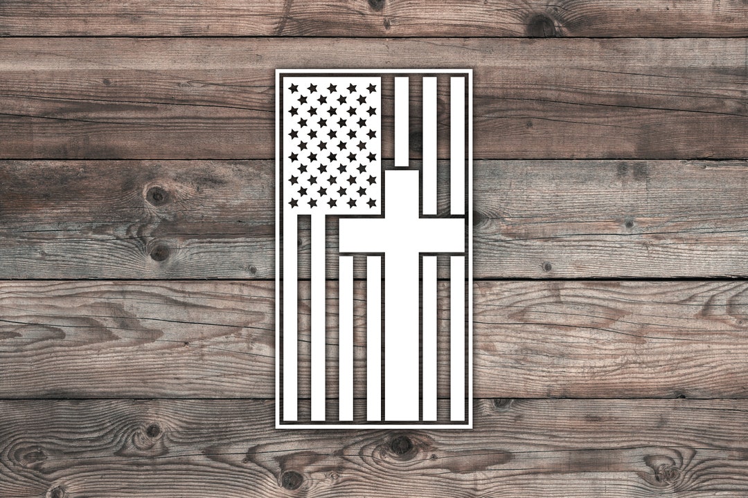 Cross American Flag Sticker - 7.5 X 4 | USA Flag Sticker for Fallen Soldier Flag Sticker for ...