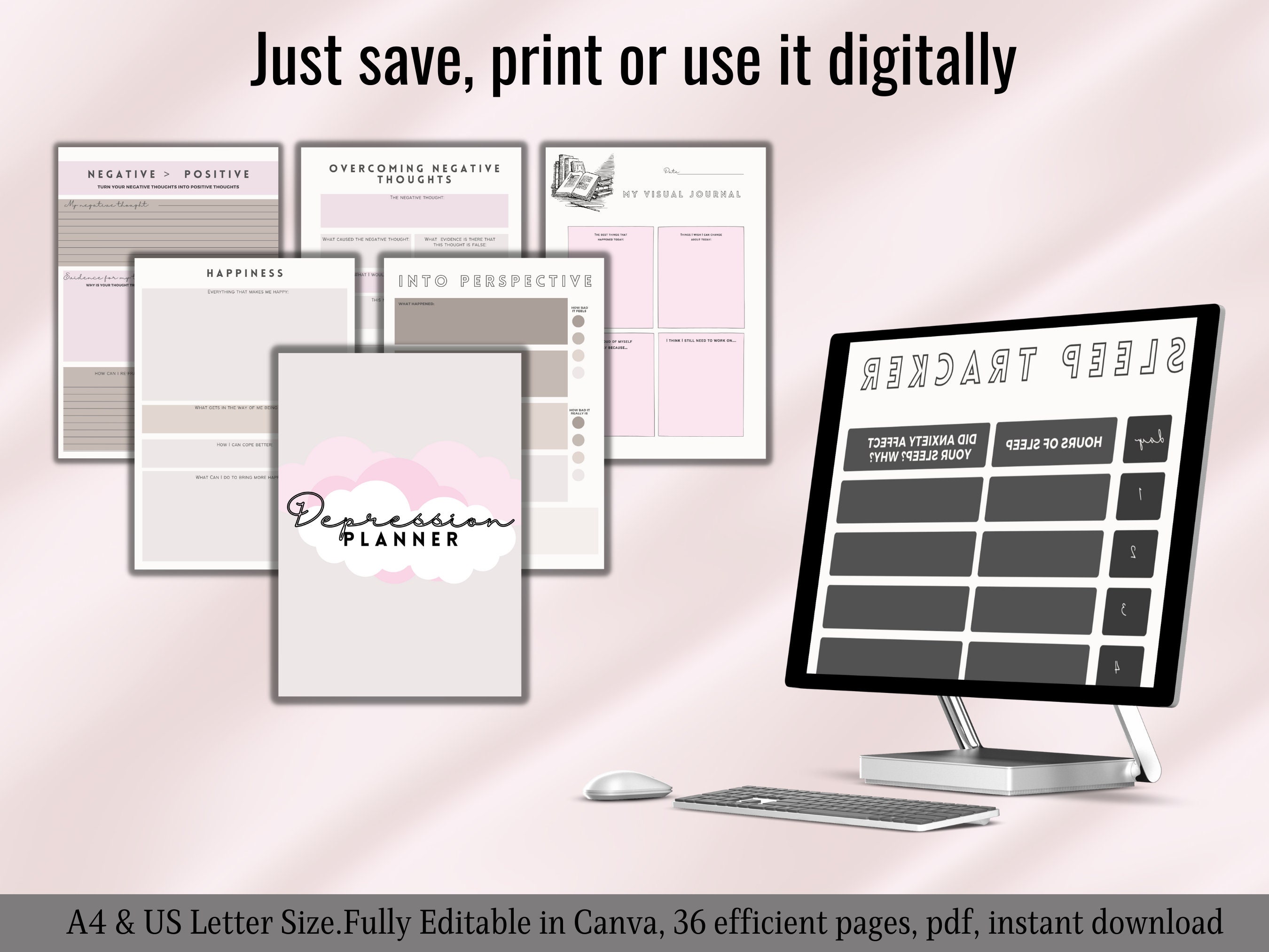 Printable Depression Planner, Depression Journal, Therapy Worksheet ...