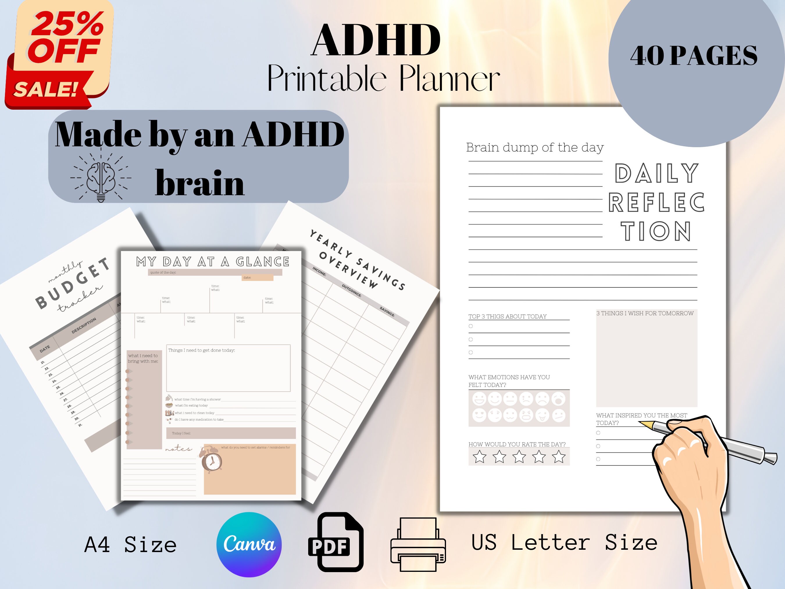 Adhd Printable Planner, Made by an Adhder,printable Adult Adhd Journal ...