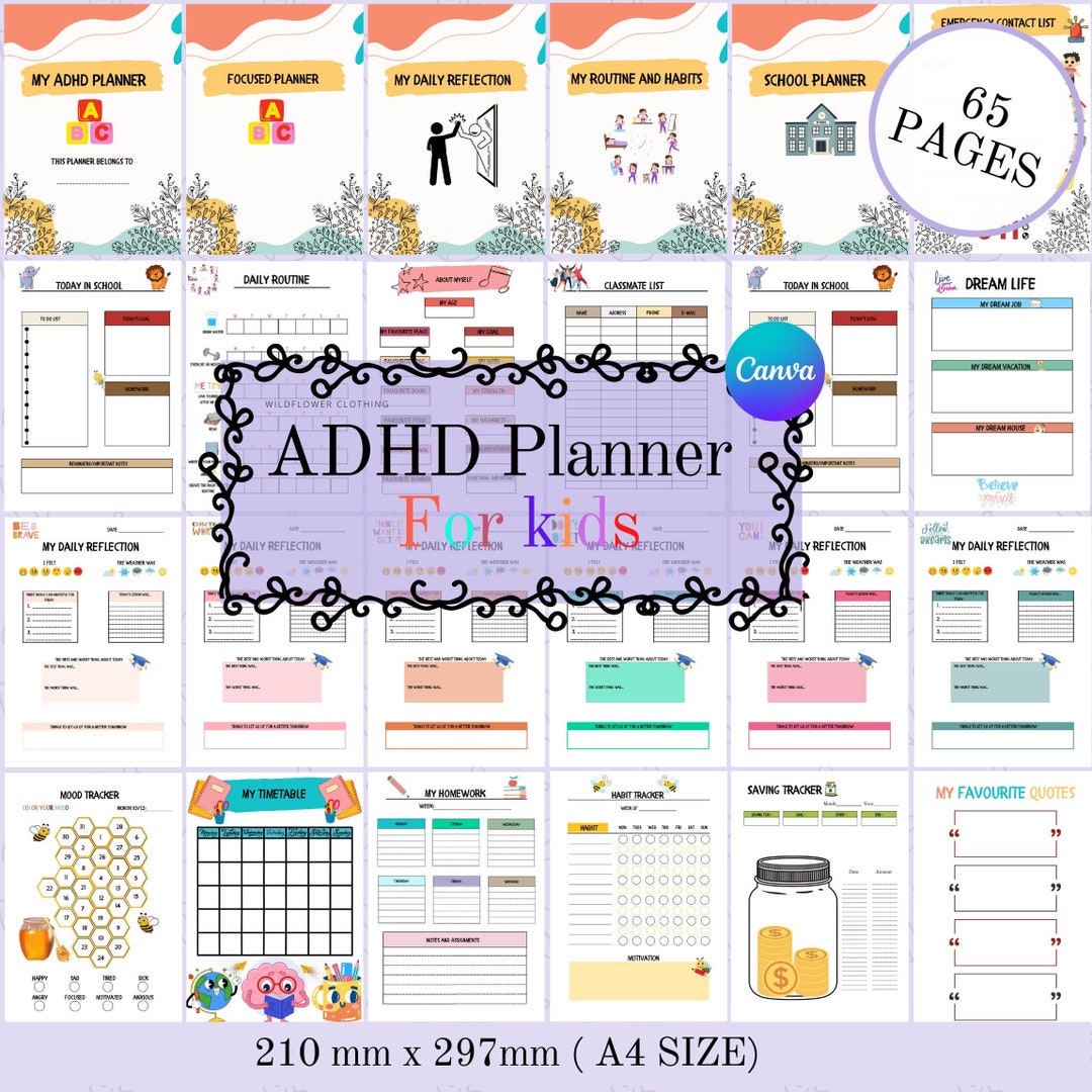 ADHD Planner for Kids, Children Planner, Printable School Planner,adhd ...