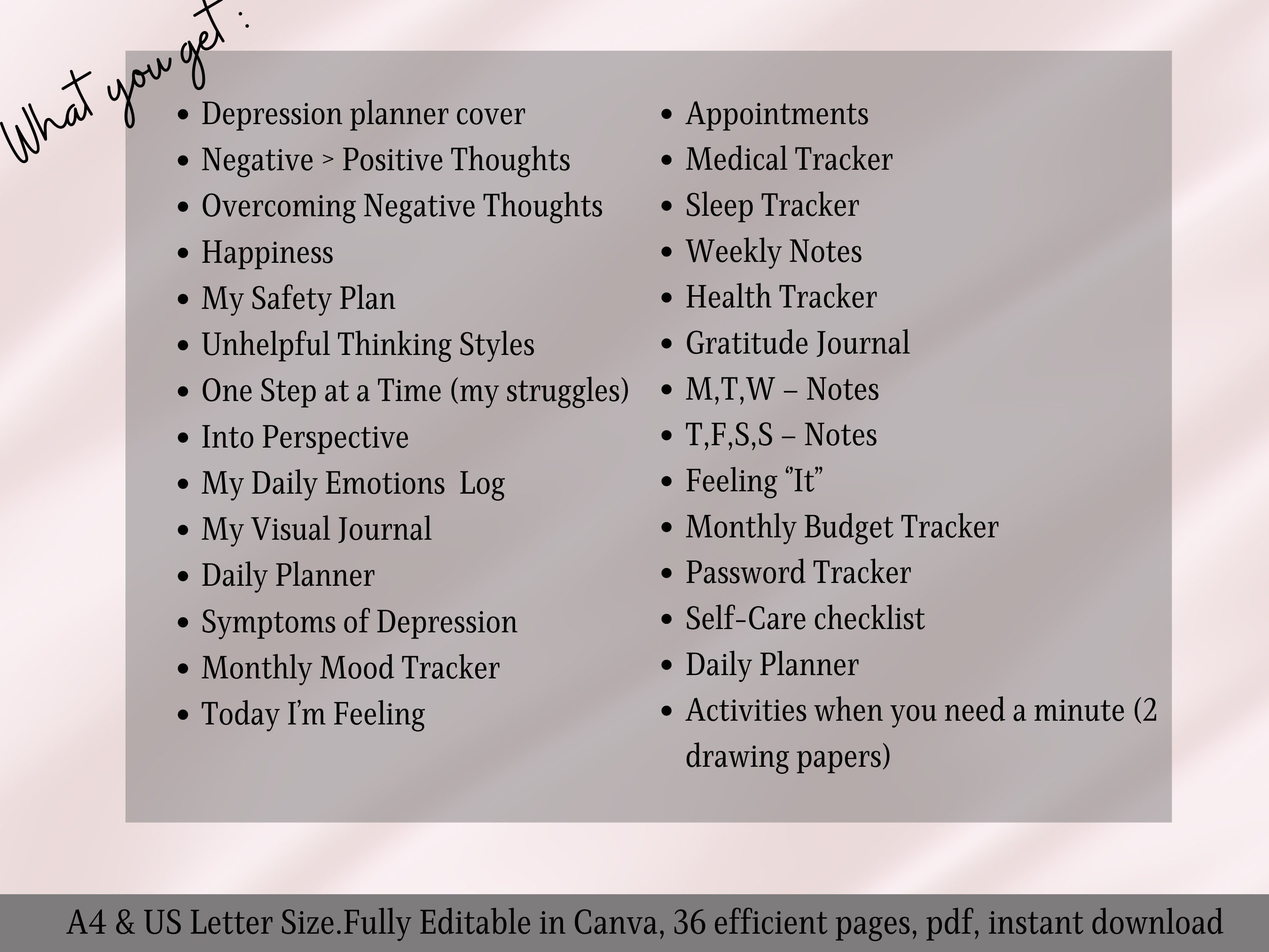 Printable Depression Planner, Depression Journal, Therapy Worksheet ...