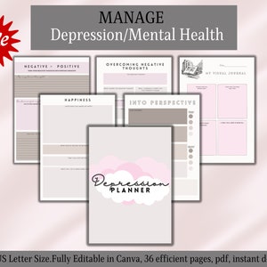 Printable Depression Planner, Depression Journal, Therapy Worksheet ...