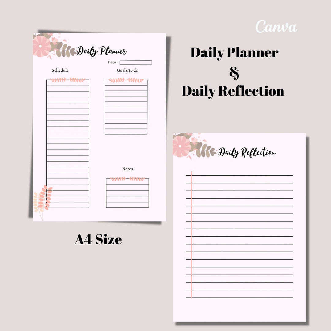 Daily Planner, Plan My Day, Journal, Self-reflection, Work Day Schedule ...
