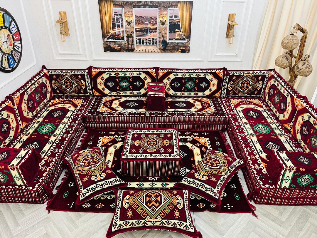 8'' Thick U Shaped Arabic Living Room Sofa Floor Seating Set ,floor ...