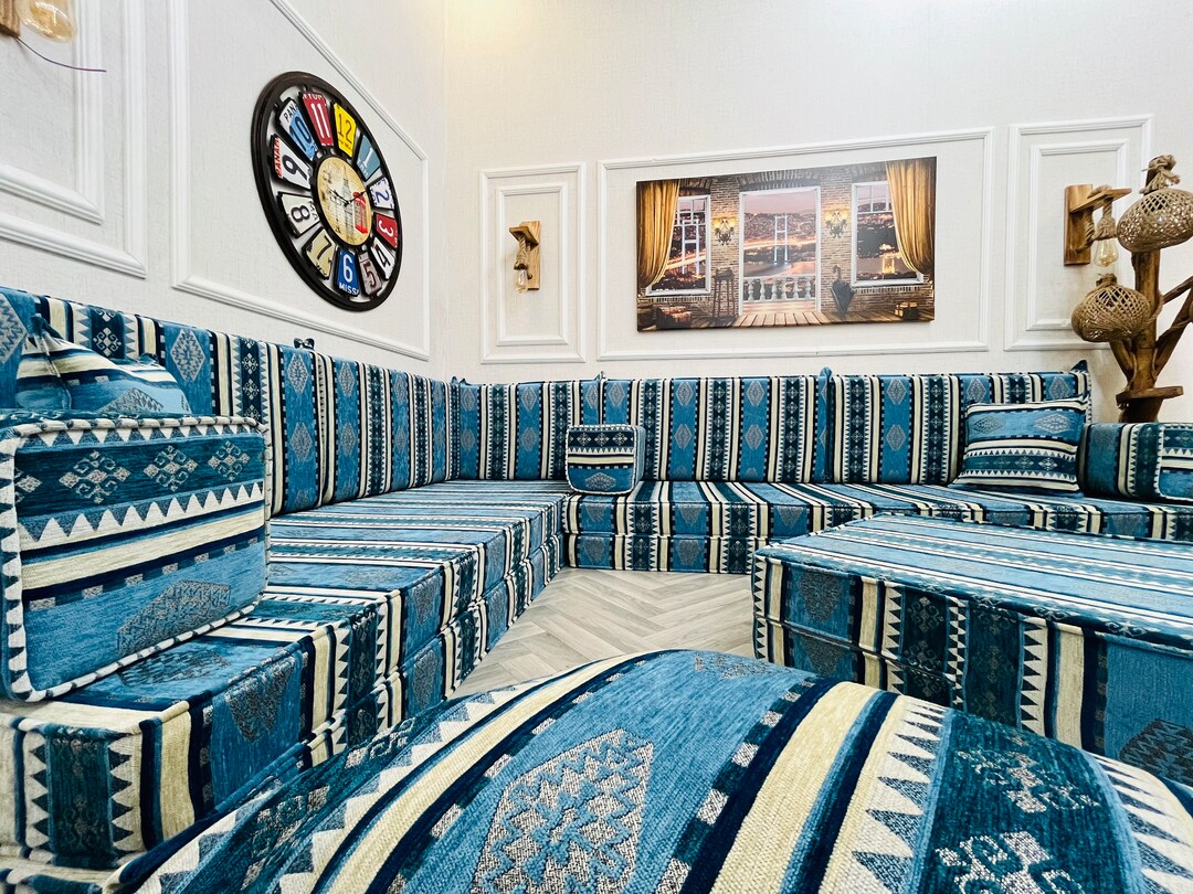 Authentic Moroccan Style Floor Couch for Living Room, L Shaped Floor ...