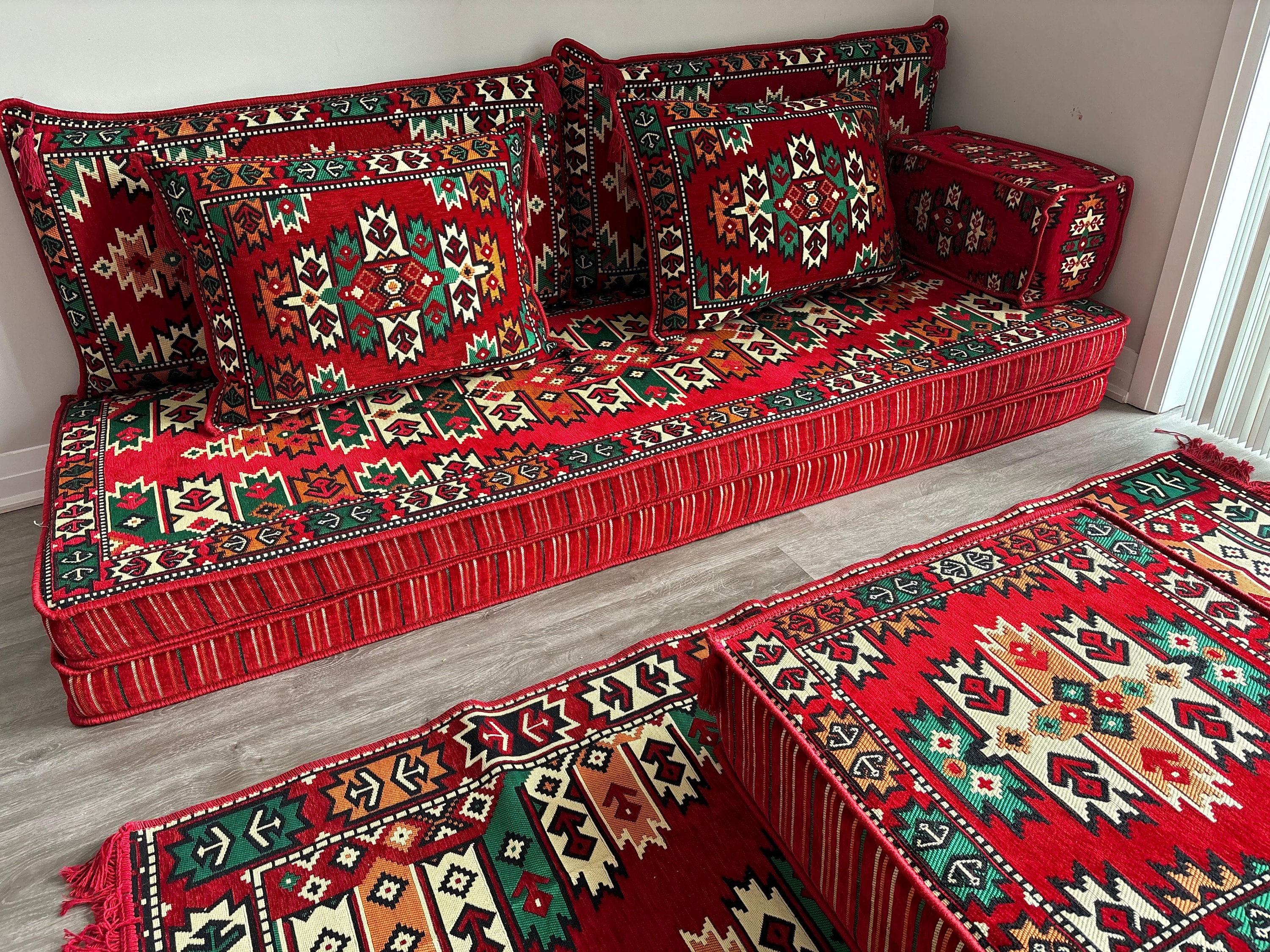 Arabic Majlis Floor Sofa Set: L-shape Modular Ottoman Couch & Rug - Etsy