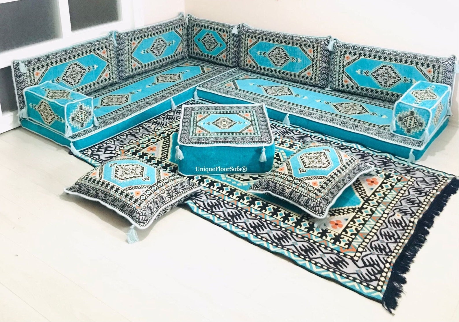 L Shaped Corner Sofa Set Arabic Seating Floor Sofa Ottomans - Etsy