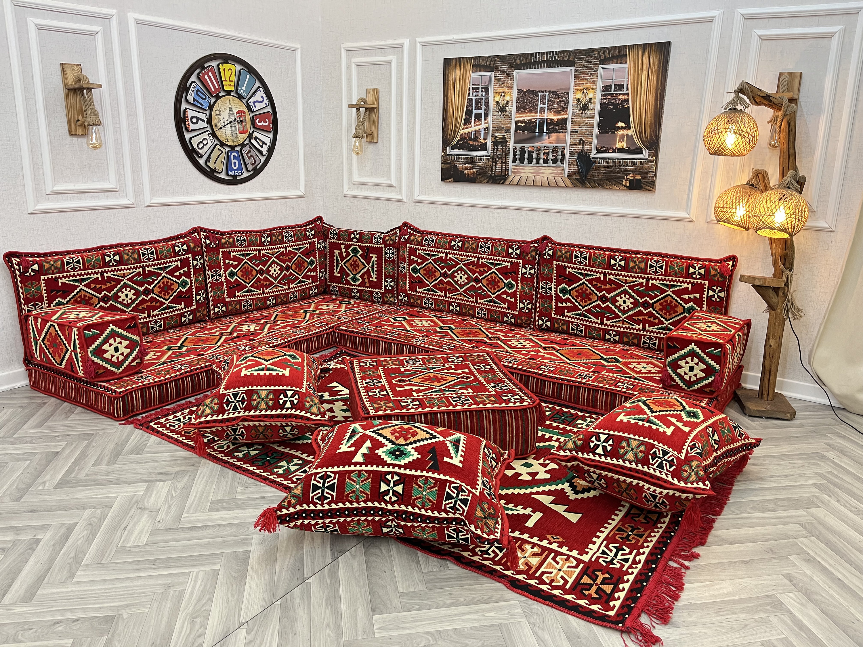 Authentic Red L Shaped Living Room Sofa Floor Couch Floor Sofa Bed Arabic Sofa Ottoman Couch Arabic Majlis Corner Sofa Set Sofa Bed Etsy