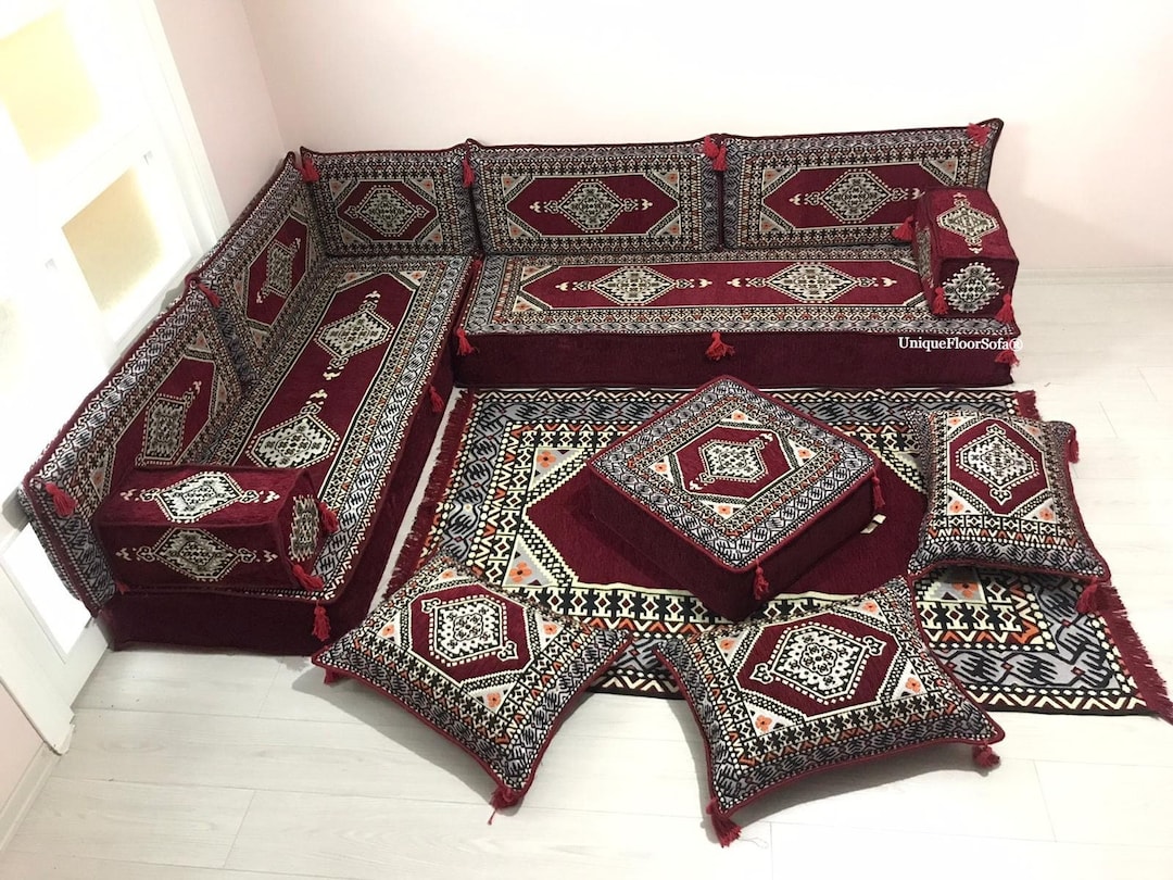 8'' Thickness Arabic Sofa Floor Seating Set,sectional Sofa With Ottoman ...