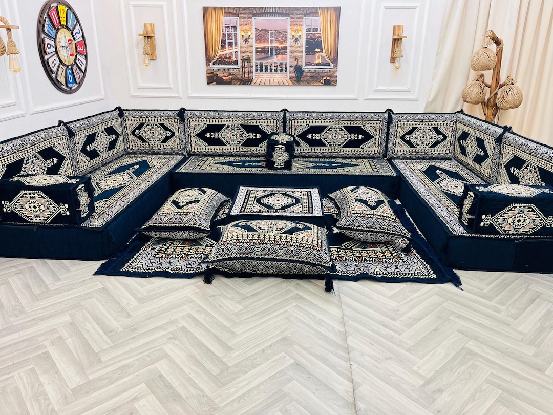 Arabic Majlis Floor Sofa Set: 8-inch Ottoman Couch, Rug & Pillows - Etsy