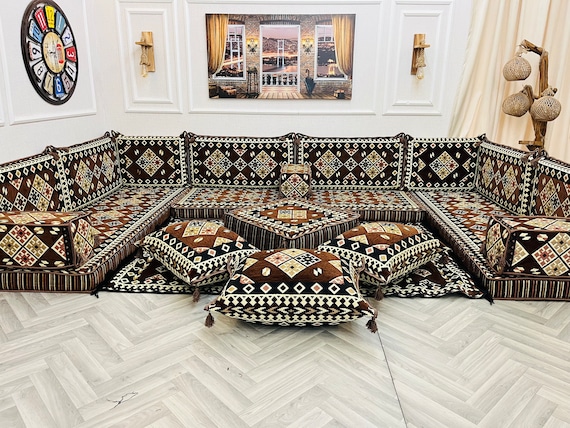 4 Thick U Shaped Living Room Versatile Arabic Sofa Floor Seating Set Turkish Floor Sofa Set Anatolian Floor Couch Arabic Majlis Sofa Etsy