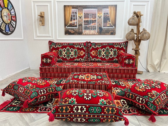 Red living room couch store