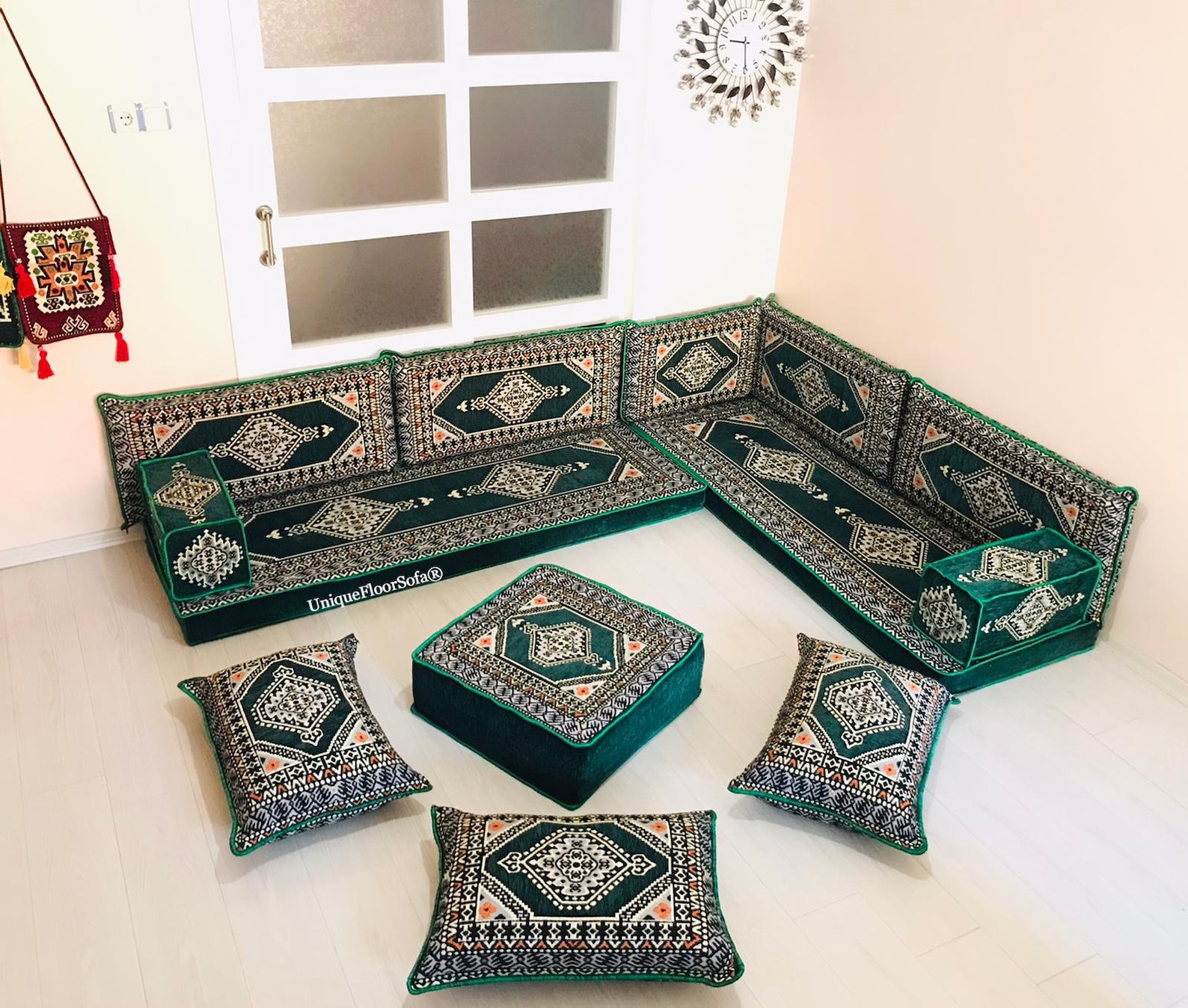 Arabic Sofa Green Ottomans Rug Moroccan Home Decor Floor - Etsy