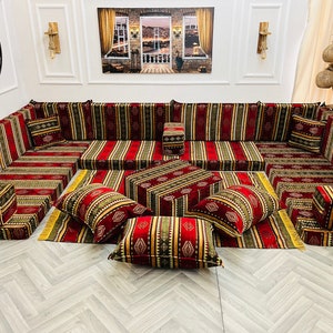 Arabic Sofa U Shaped Living Room Floor Seating Sofa Set, Floor Cushion ...