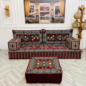 Authentic Arabic Floor Sofa Seating With Ottoman Table: Middle Eastern ...