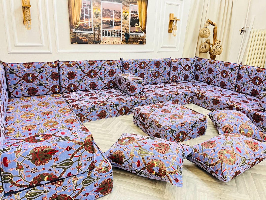 Anatolian Embroidery Floor Sofa Set: U Shaped Couch, Arabic Majlis ...