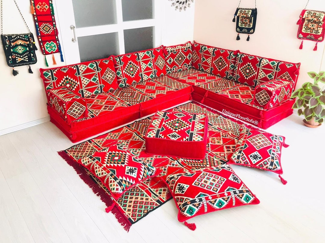 8'' Thick Arabic Sofa Floor Cushion Seating Set - Etsy