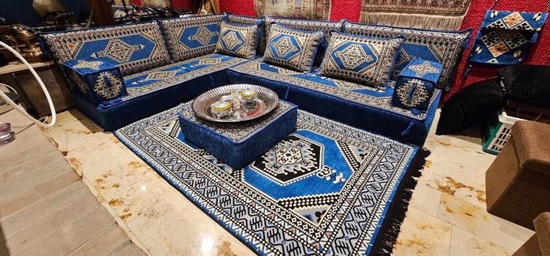 8 Thick L Shaped Authentic Living Room Floor Seating Sofa Set ...